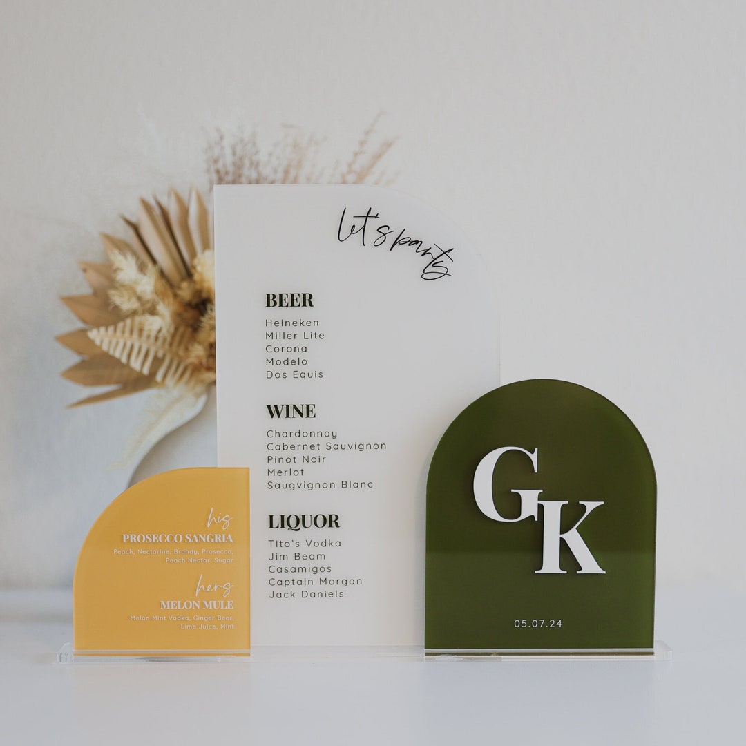 Triple Arch 3D Bar Menu Sign Personalized Drinks Custom Acrylic Bar ...