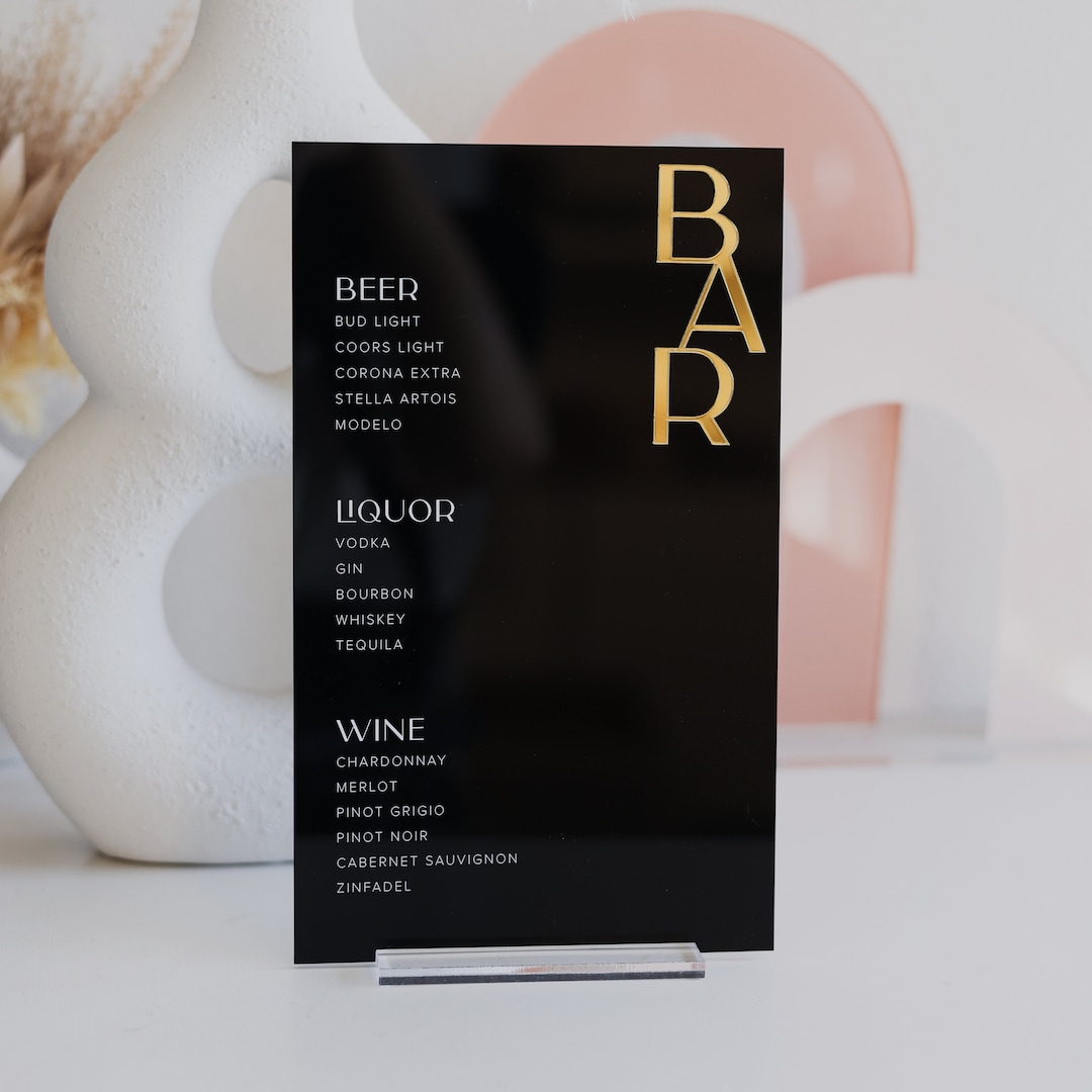 Rectangle 3D Bar Menu Sign 10x6 | Personalized Drinks | Custom Acrylic ...