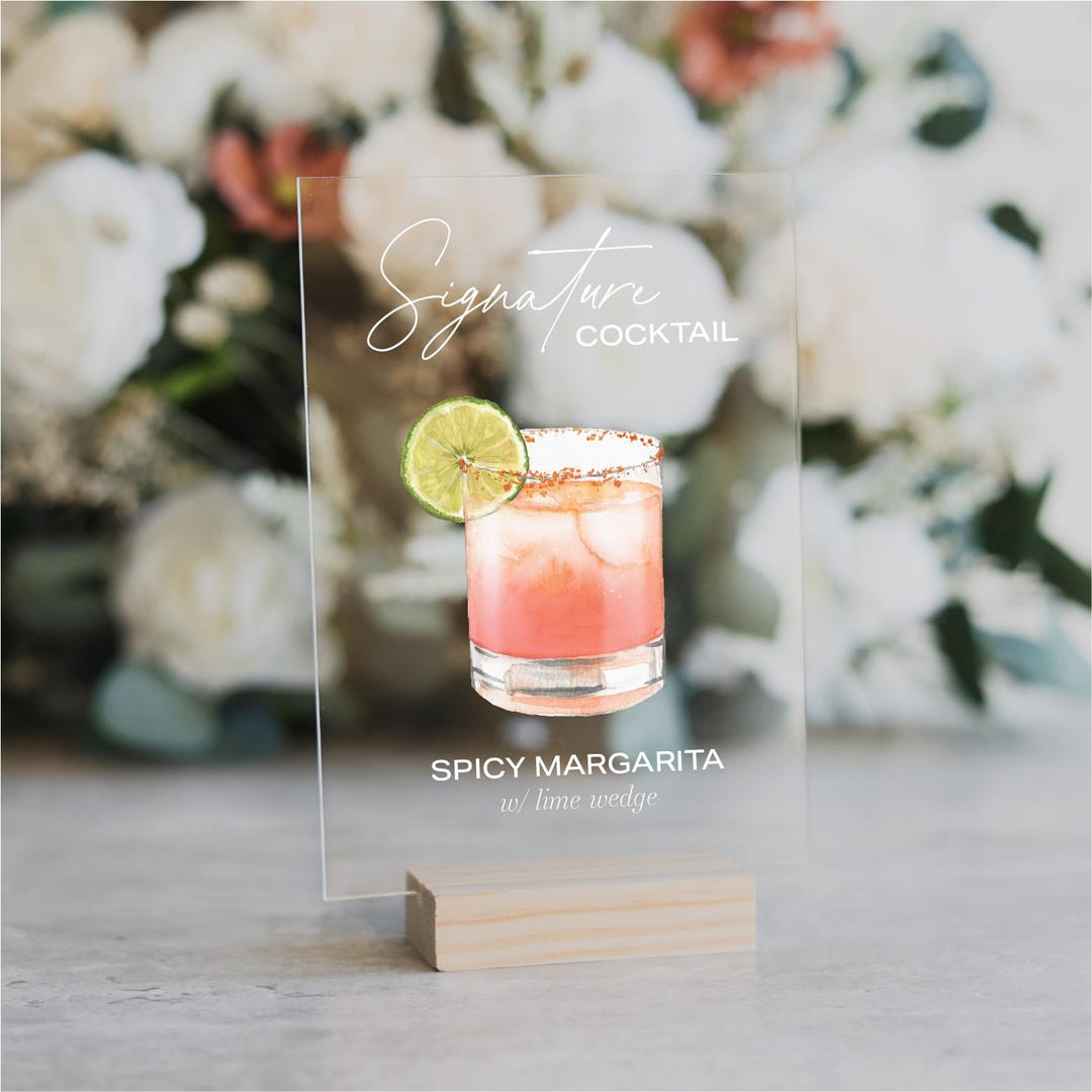 Signature Drink Bar Menu Sign | Personalized Drinks | Custom Acrylic ...