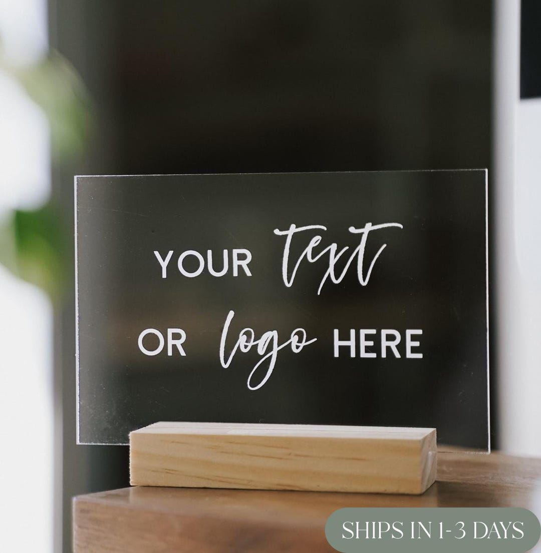 Custom Acrylic Sign Small Acrylic Business Signs Laser Engraved Signage ...
