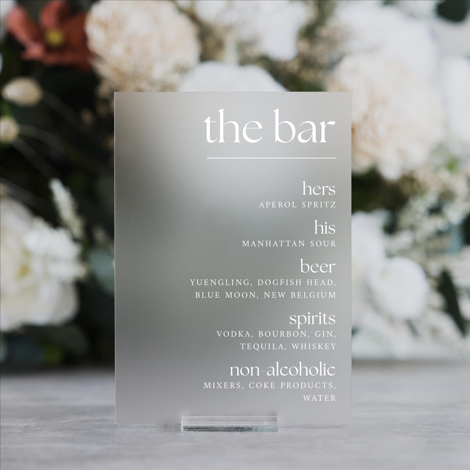 Custom Acrylic Bar Menu Sign, Wedding Bar Menu Sign, Drink Menu Wedding ...