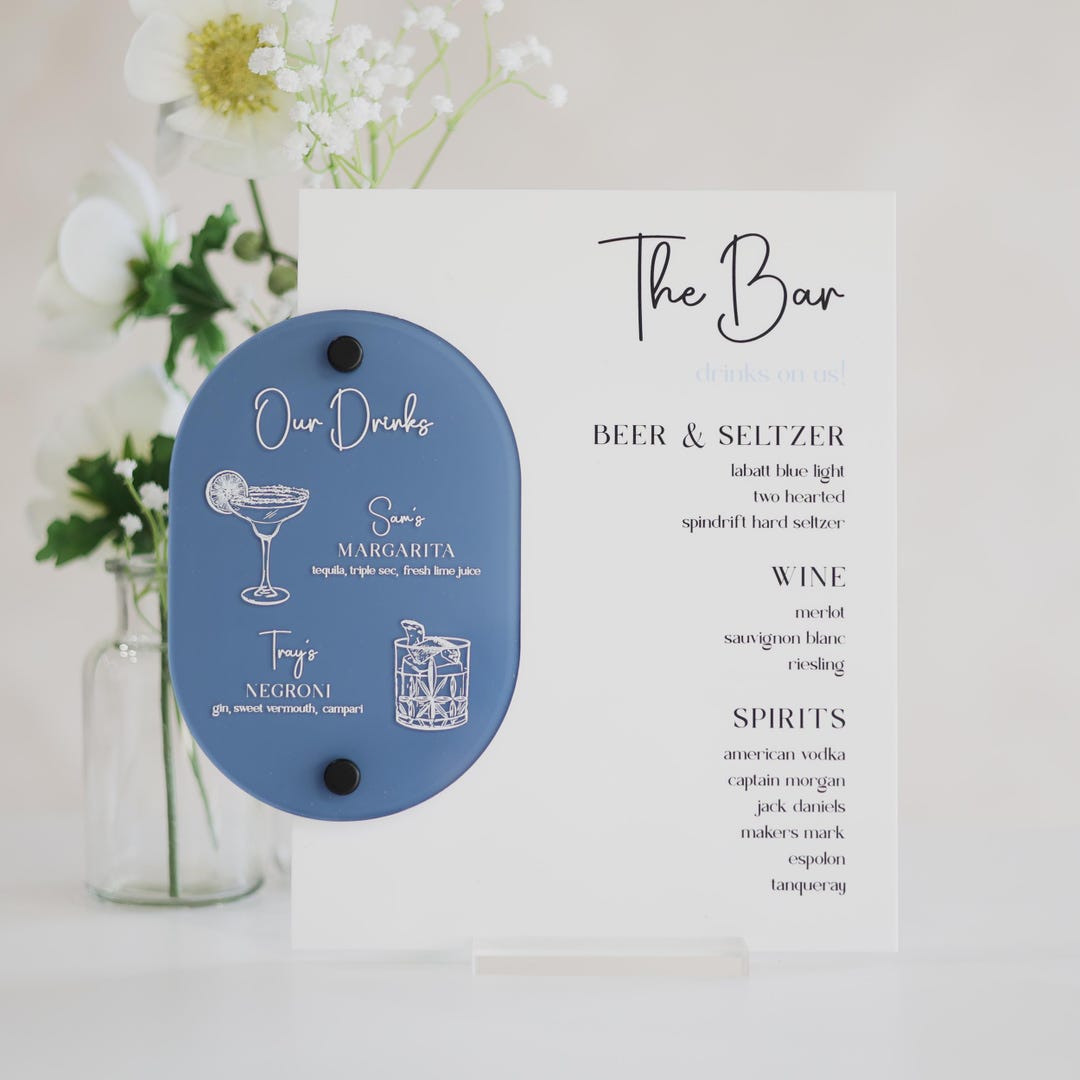 Double Layered Signature Cocktails Sign | Personalized Drinks | Custom ...