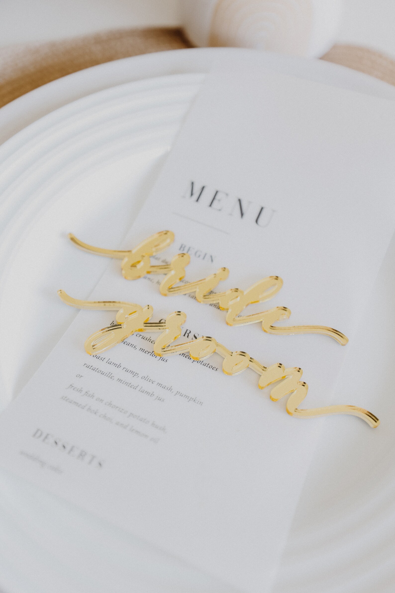 Bride and Groom Table Placement Setting Signs - Bride and Groom Table ...