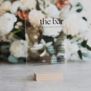 Custom Acrylic Bar Menu Sign, Wedding Bar Menu Sign, Drink Menu Wedding ...