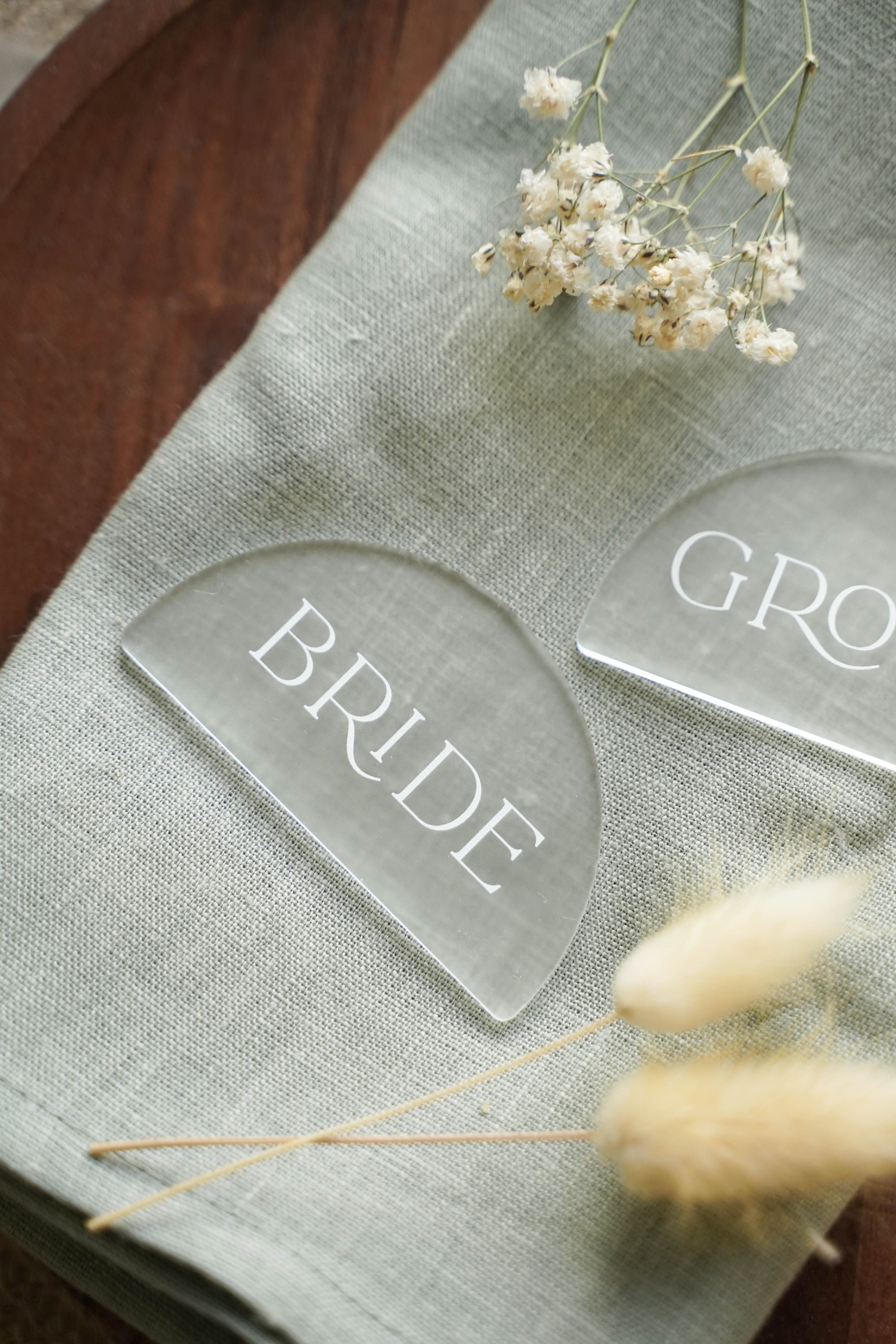 Frosted Bride Groom Arch Table Placement Setting Signs Bride - Etsy
