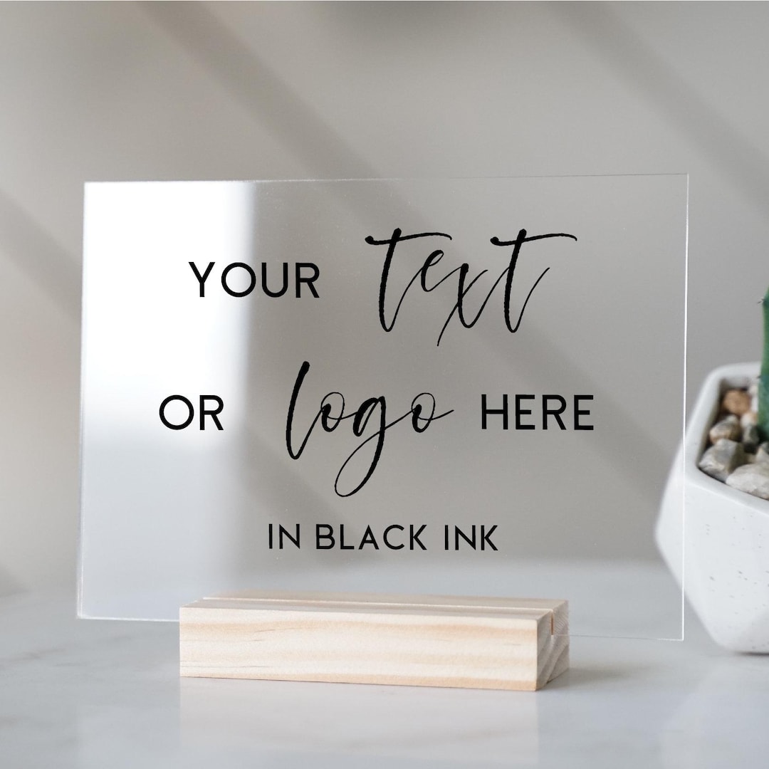 Custom Black Text Acrylic Sign - Small Acrylic Business Signs - Signage ...