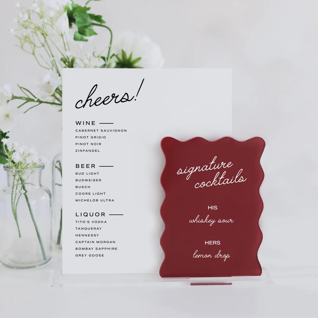 Double Layered Scallop Bar Menu Sign | Personalized Drinks | Custom ...