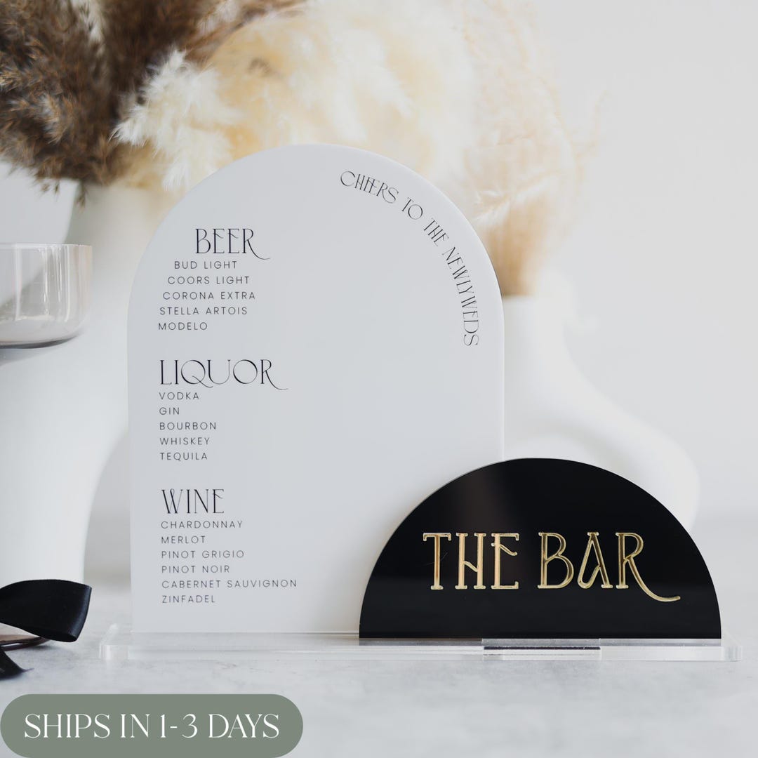 Double Layered Bar Menu Sign | Personalized Drinks | Custom Acrylic Bar ...