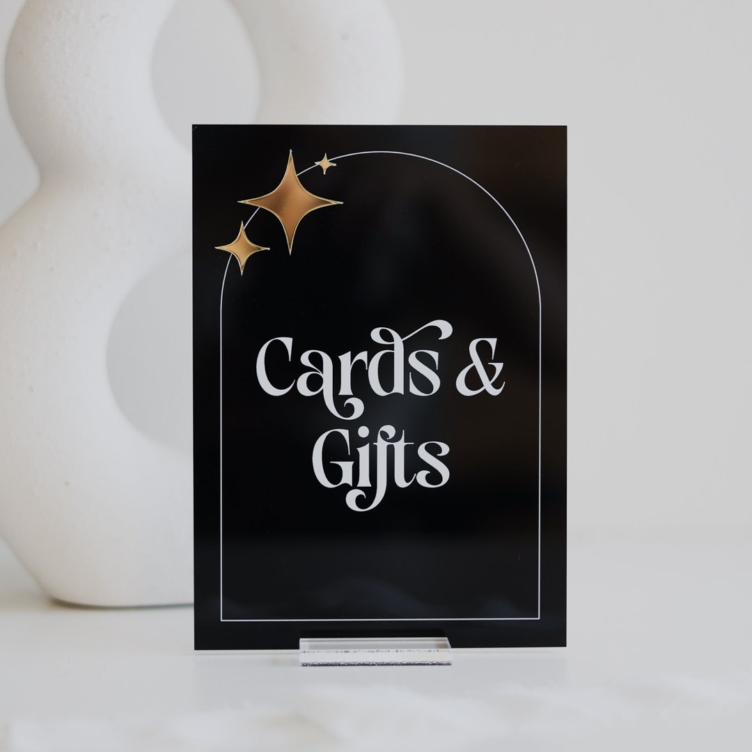 Cards and Gifts Acrylic Sign, Wedding Card Table Sign, Minimalist ...