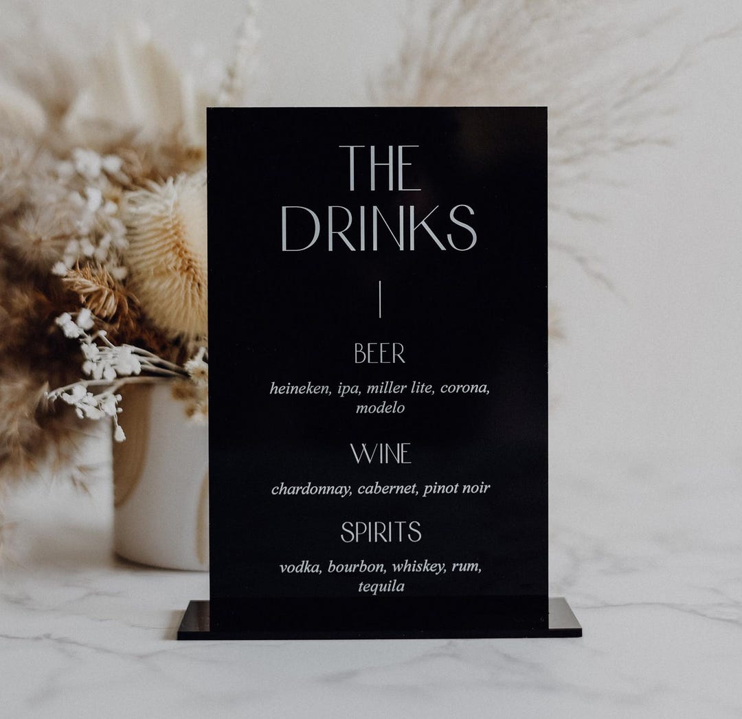 Drink Menu Sign | Minimalist Acrylic Menu Arch Sign | Wedding Menu ...