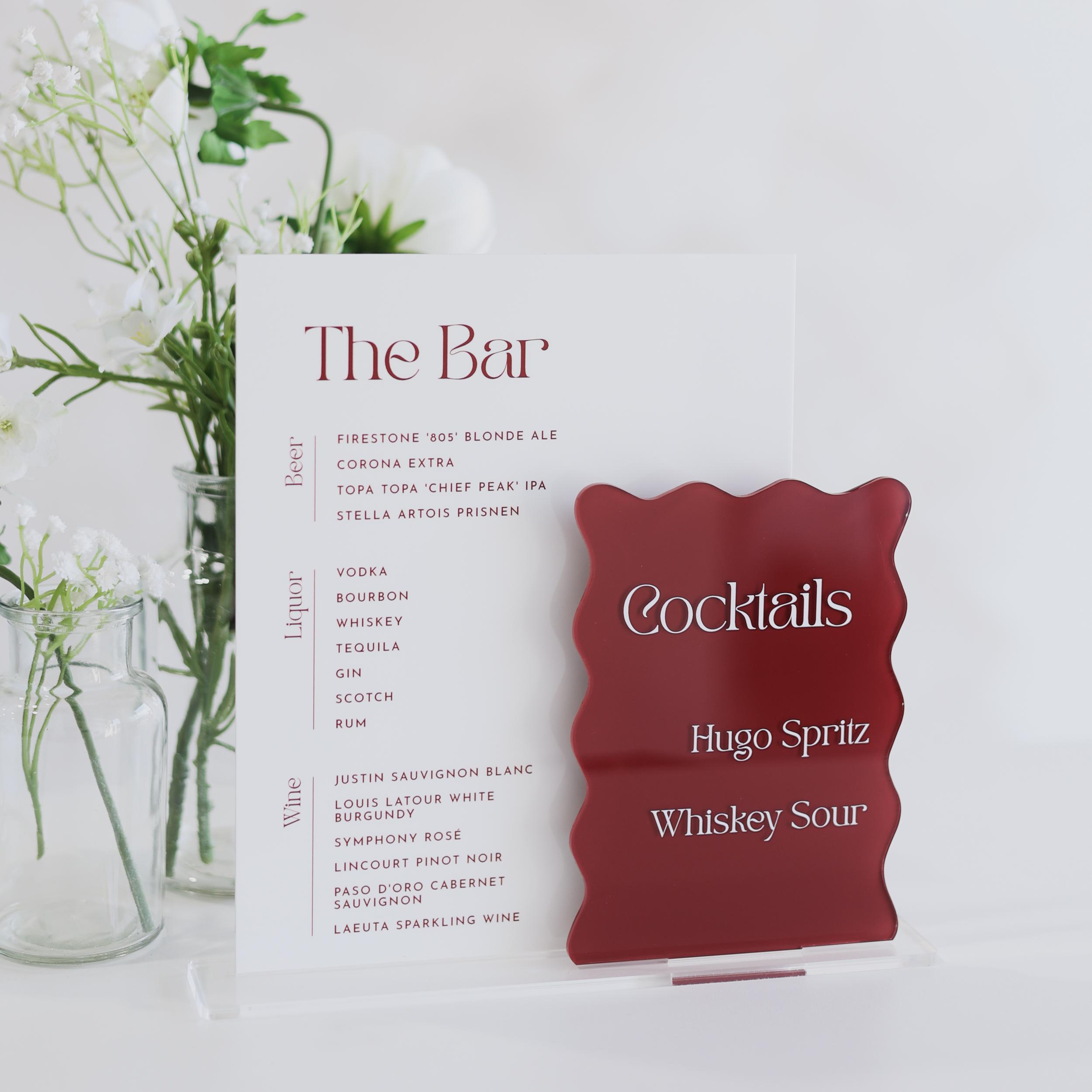 Double Layered Scallop Bar Menu Sign | Personalized Drinks | Custom ...