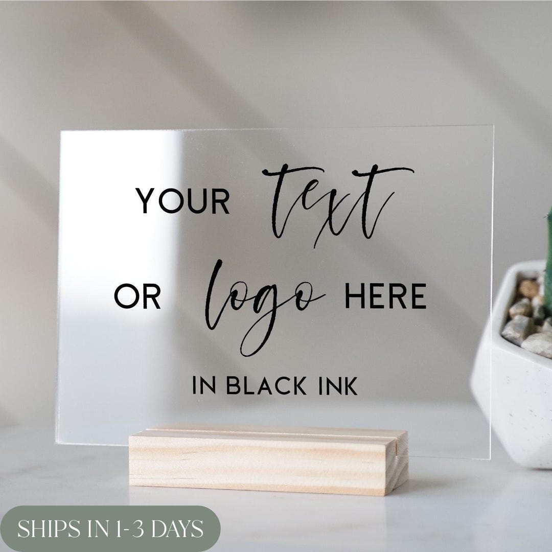 Custom Black Text Acrylic Sign - Small Acrylic Business Signs - Signage ...