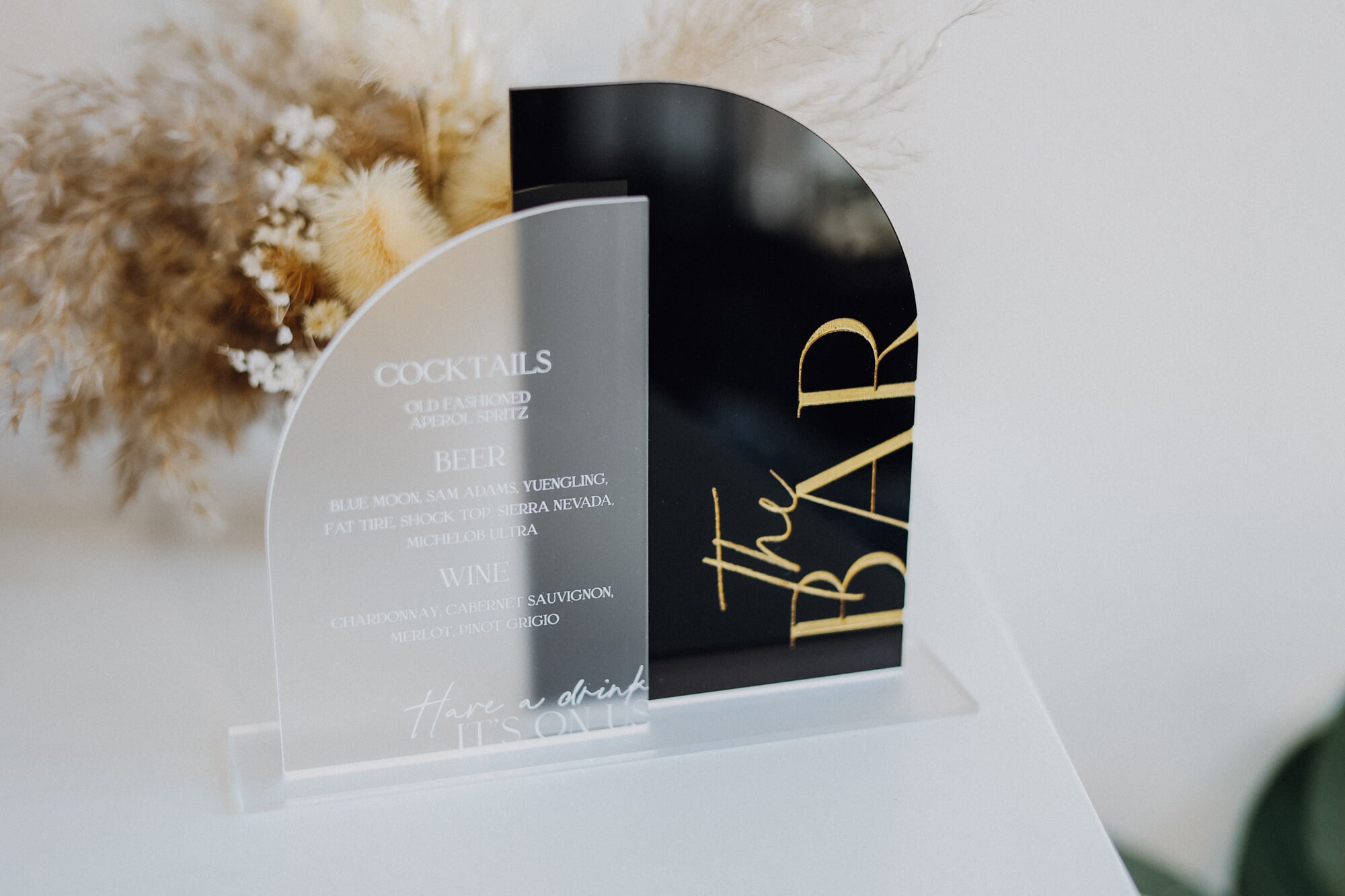 Double Arch Bar Menu Sign | Personalized Drinks | Custom Acrylic Bar ...