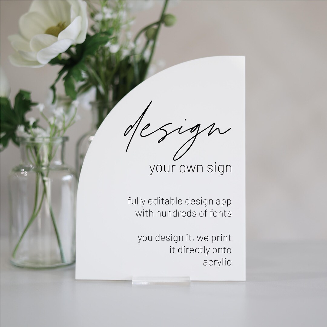 Custom Half Arch Text Acrylic Sign - Small Acrylic Business Signs ...