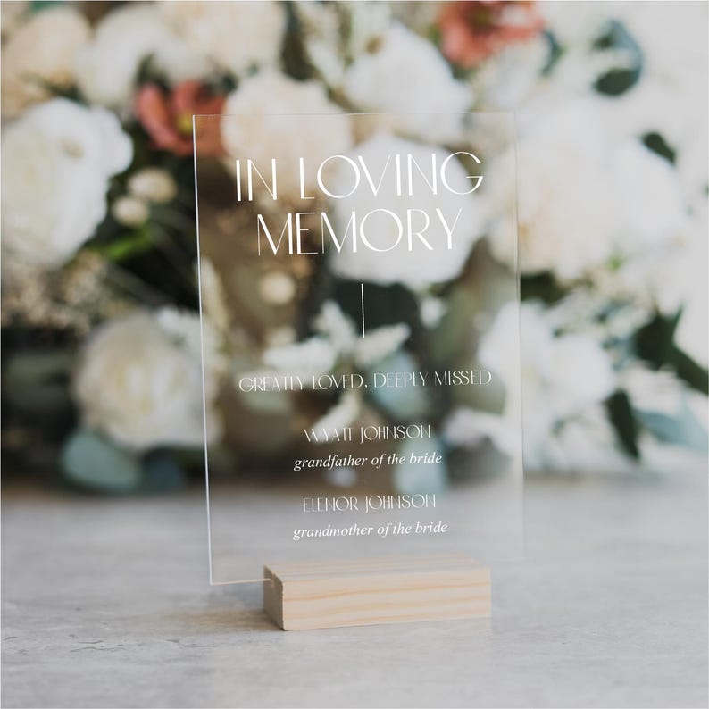 In Loving Memory Table Sign | in Memory Wedding Sign | Modern Script ...