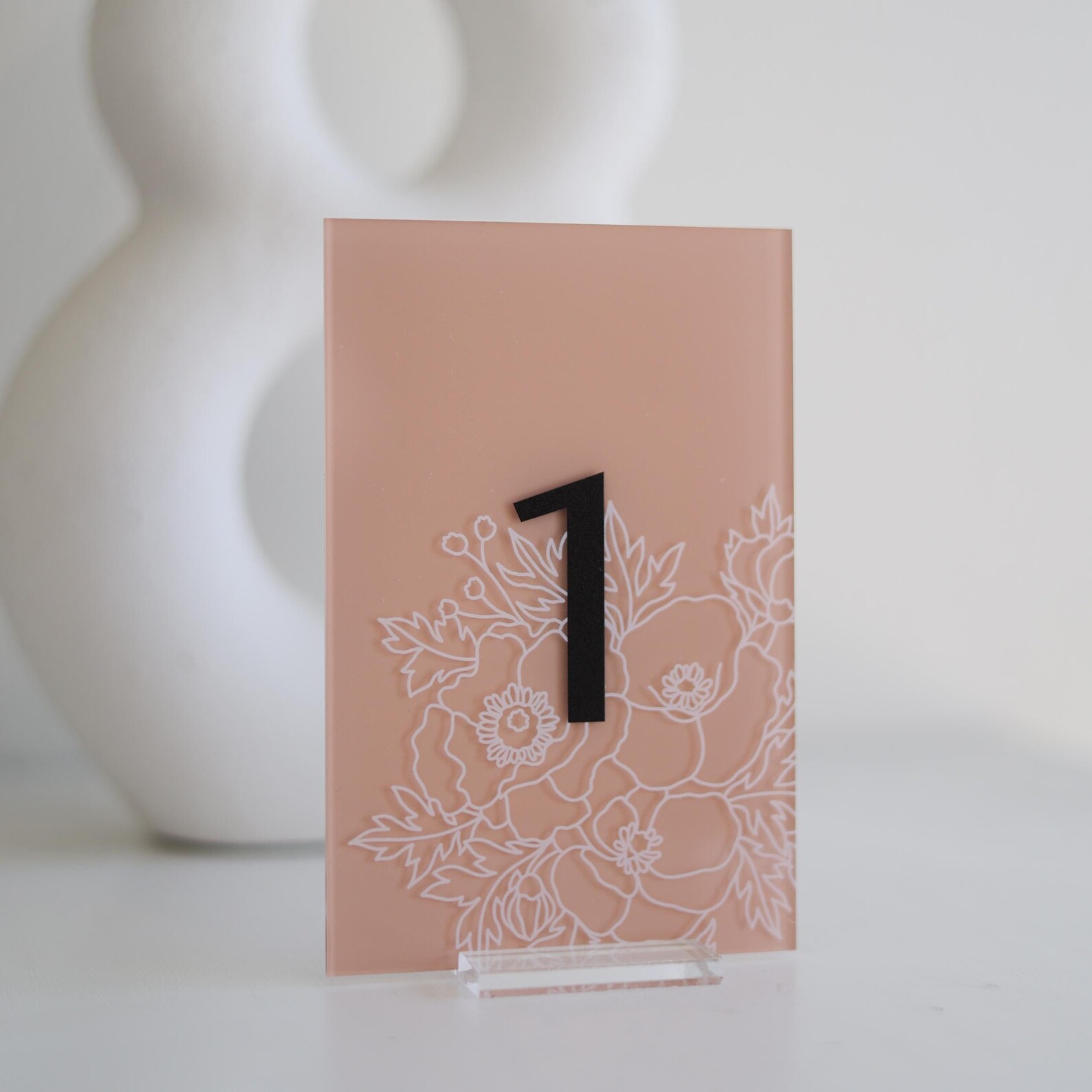 Rectangle Floral Luxe Acrylic Table Numbers - Wedding Table Numbers ...