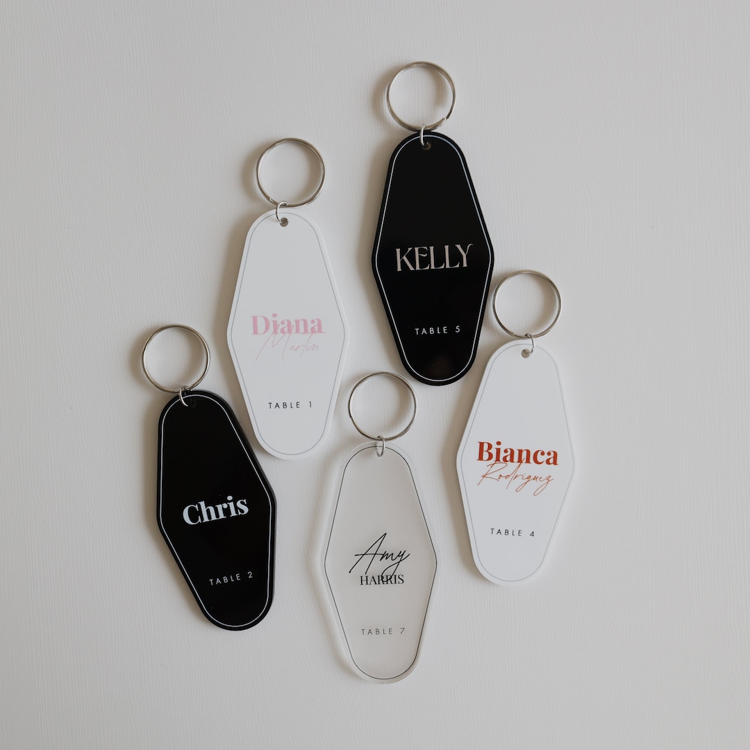 Motel Keychain Place Cards Acrylic Retro Acrylic Place Cards Hotel ...