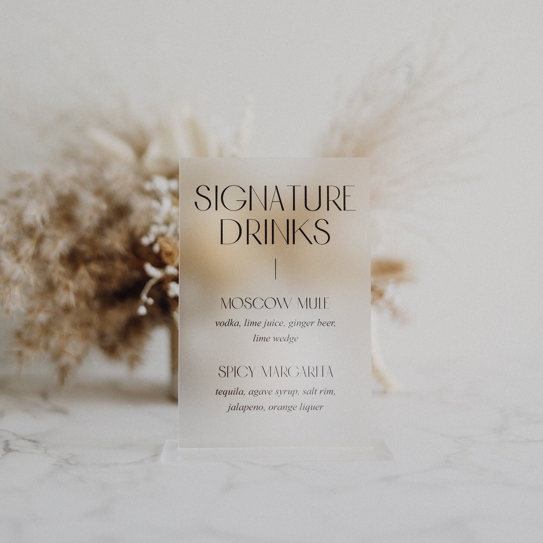 Signature Drink His & Hers Bar Menu Sign Personalized Drinks Custom ...