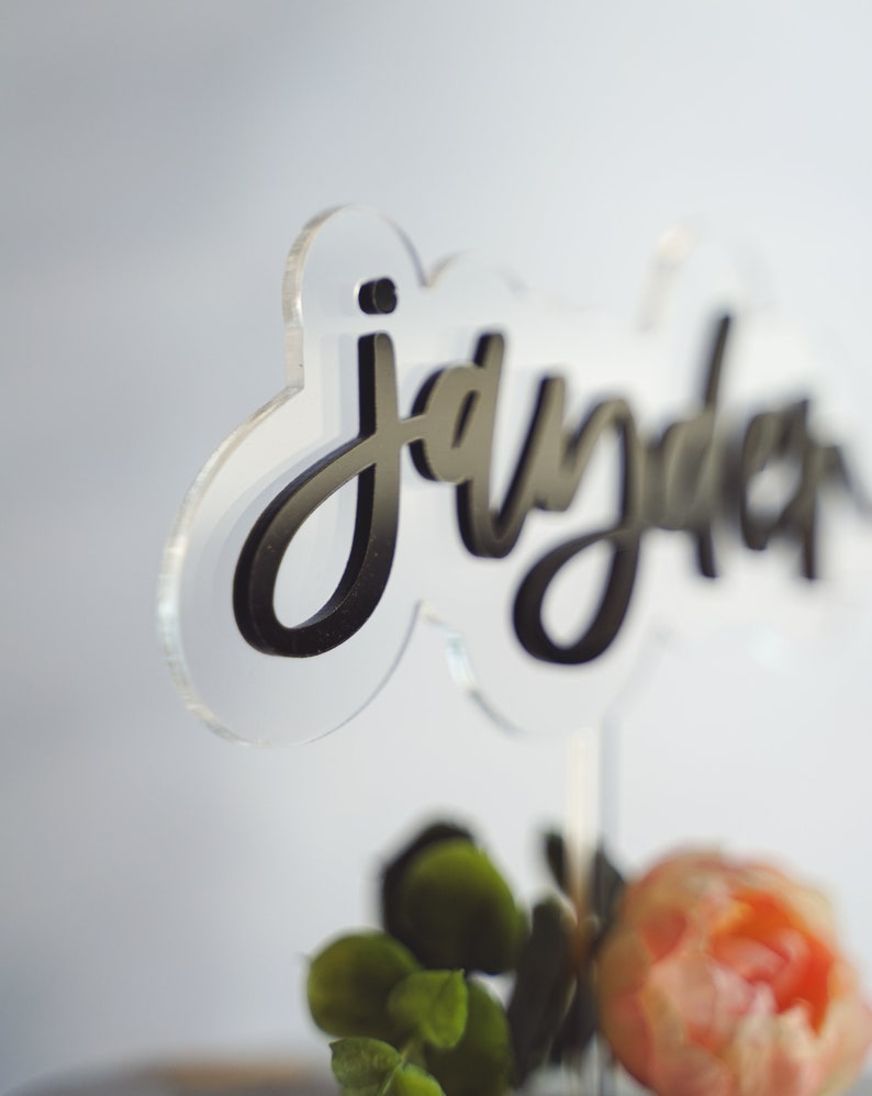 Name Double Acrylic Cake Topper Laser Cut Cake Topper - Etsy