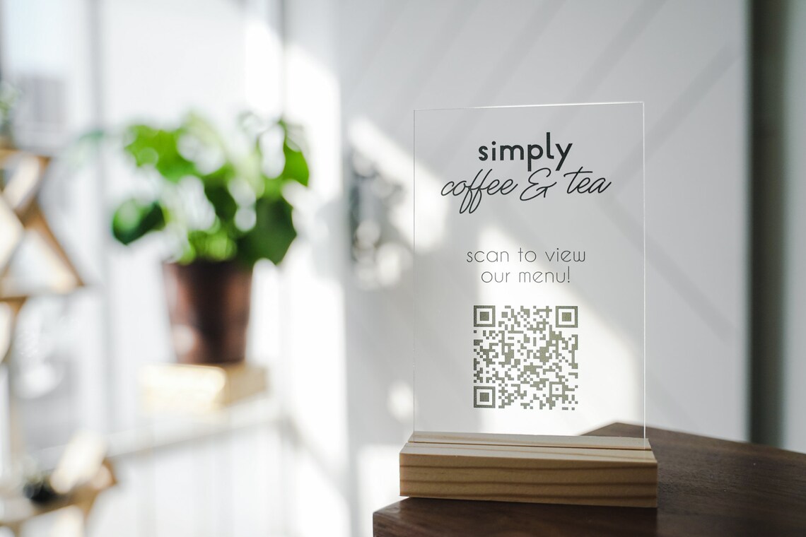 QR Code Acrylic Display Sign With Base Social Media Menu - Etsy Israel