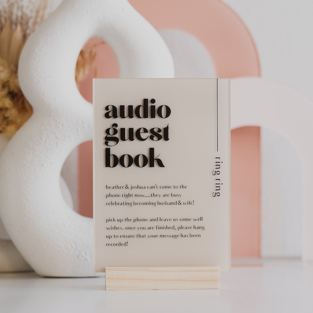 Audio Guestbook Acrylic Sign, Custom Wedding Phone Guestbook Sign ...
