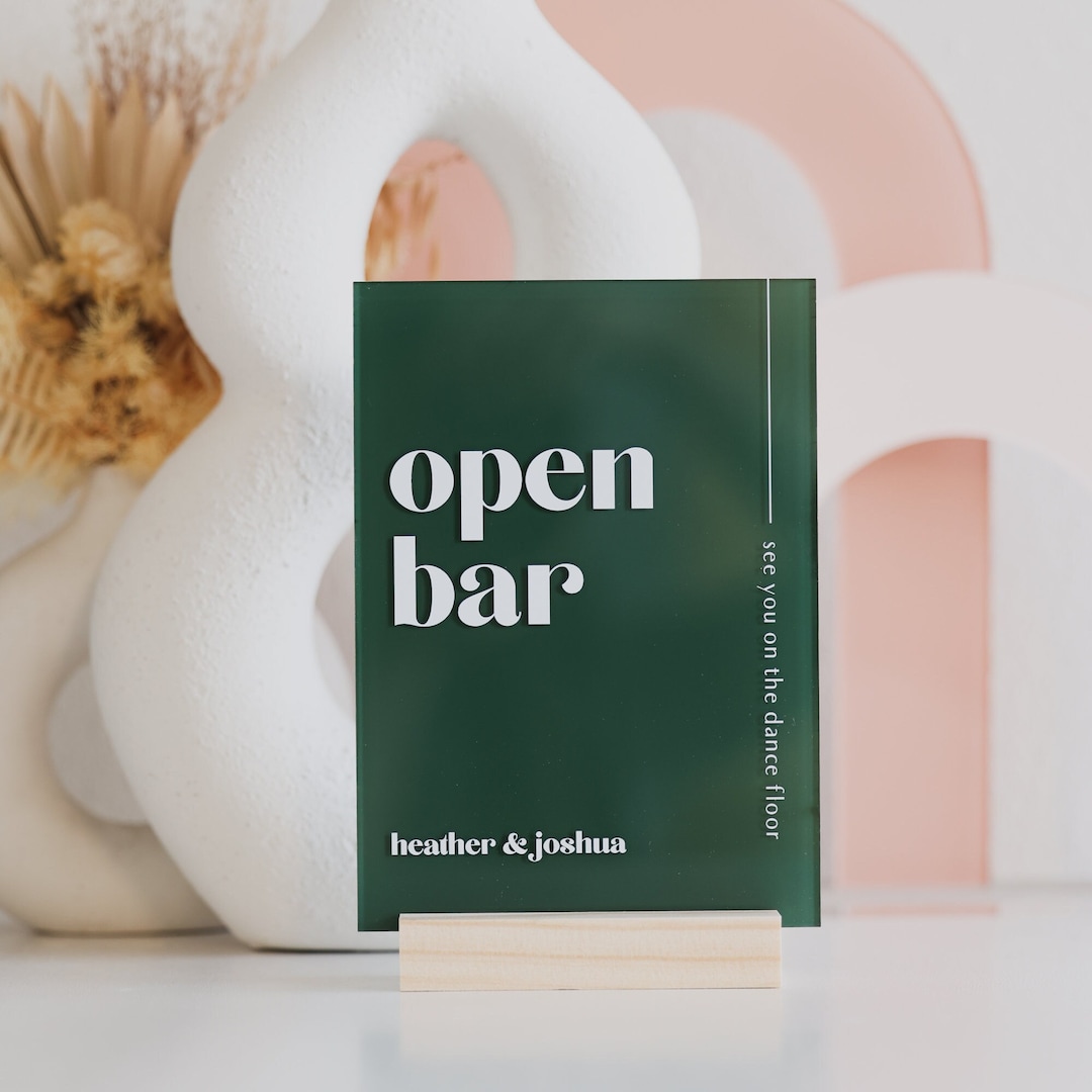 Open Bar Sign Drinks Are on Us Sign Custom Acrylic Bar Menu Wedding ...