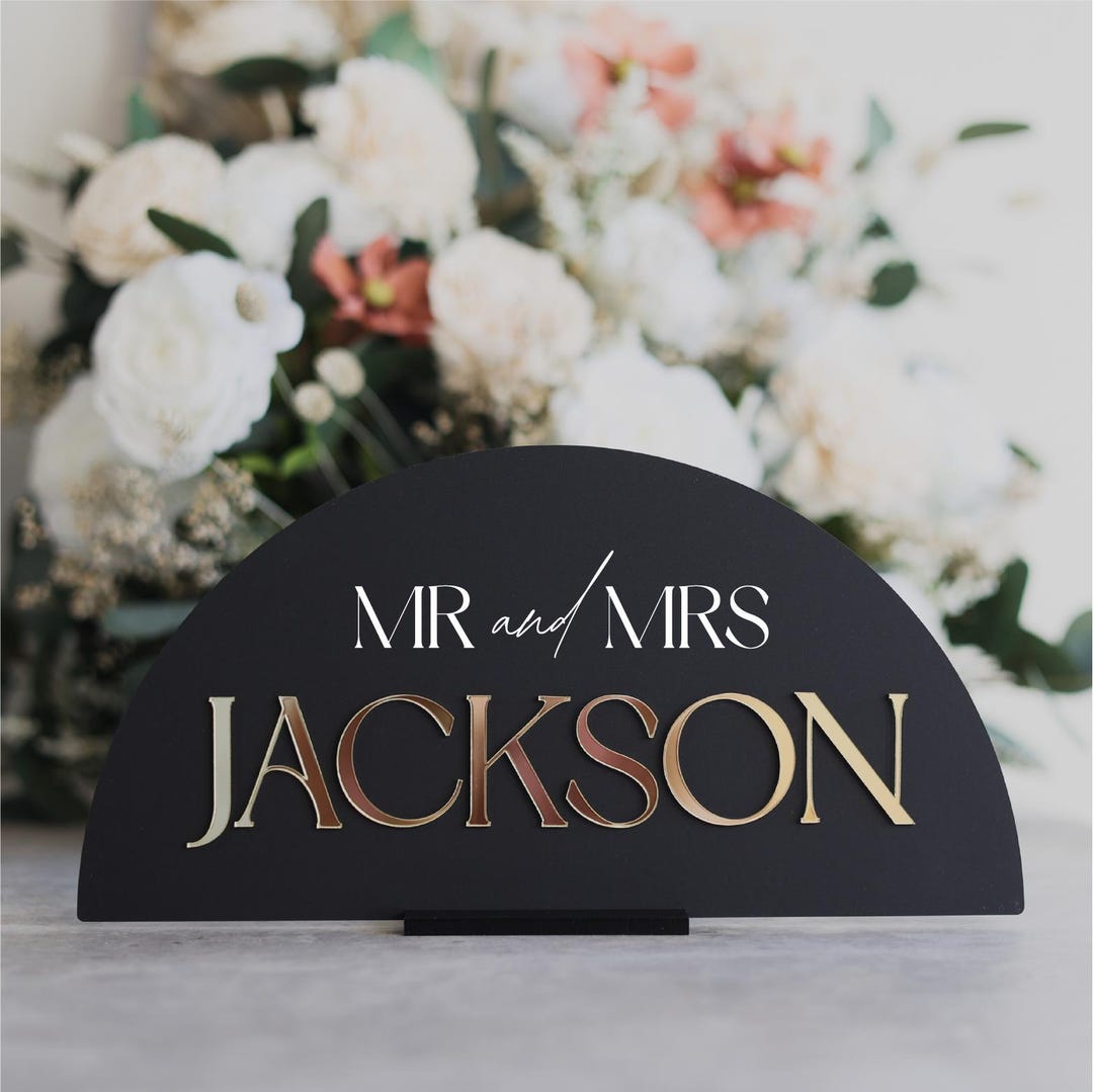 3D Arch Sweetheart Table Sign Acrylic - Mr Mrs Acrylic Sign for Head ...