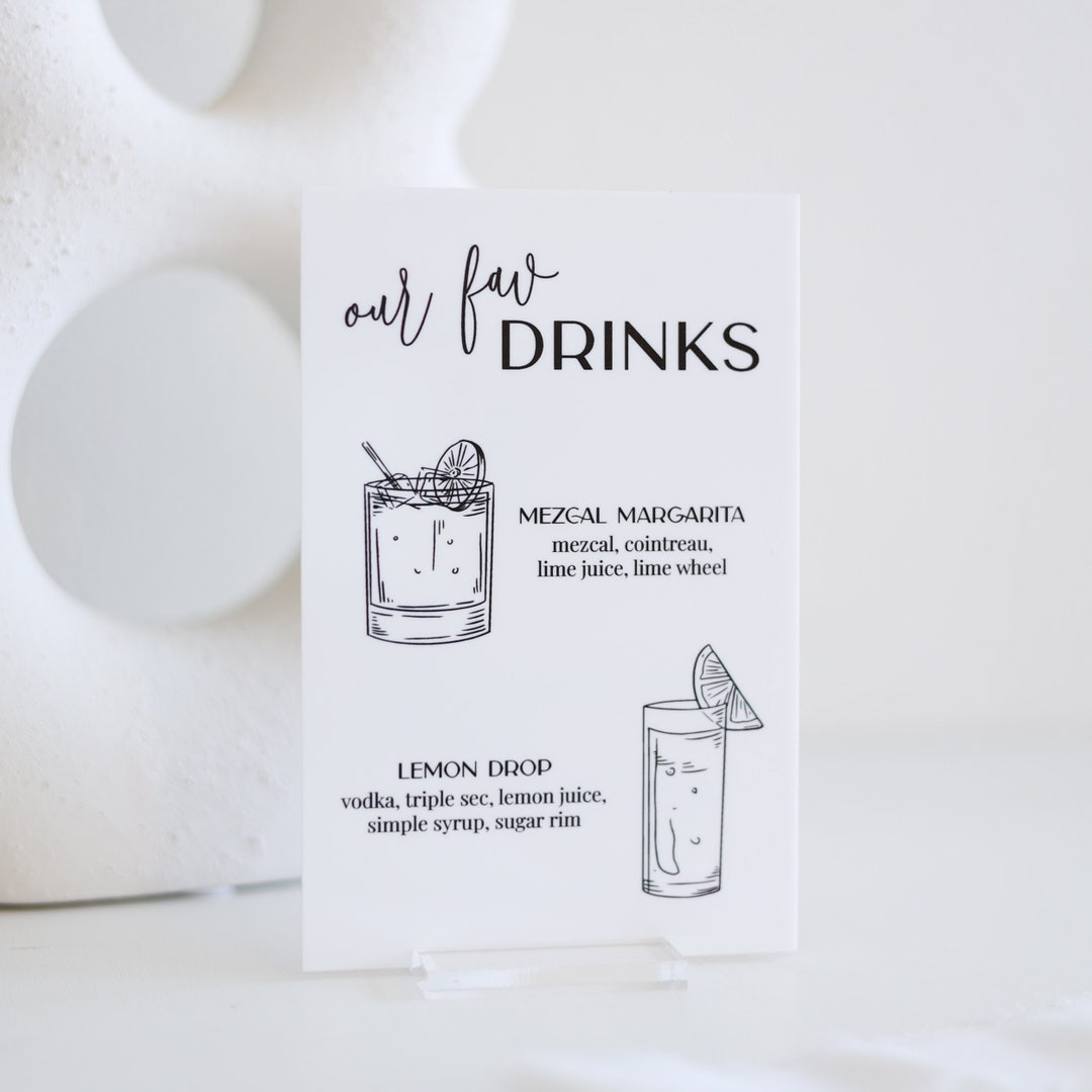 Signature Drink Bar Menu Sign | Signature Cocktails Personalized Drinks ...