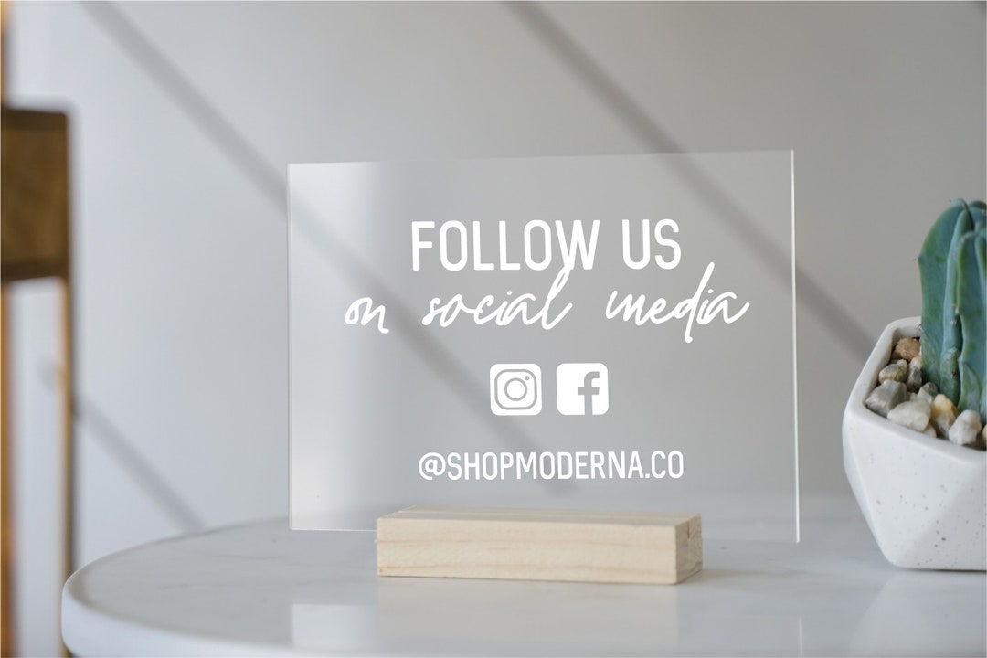 Social Media Hashtag Acrylic Sign Follow Us Acrylic Signs Business ...