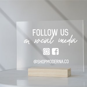 Social Media Hashtag Acrylic Sign Follow Us Acrylic Signs Business ...