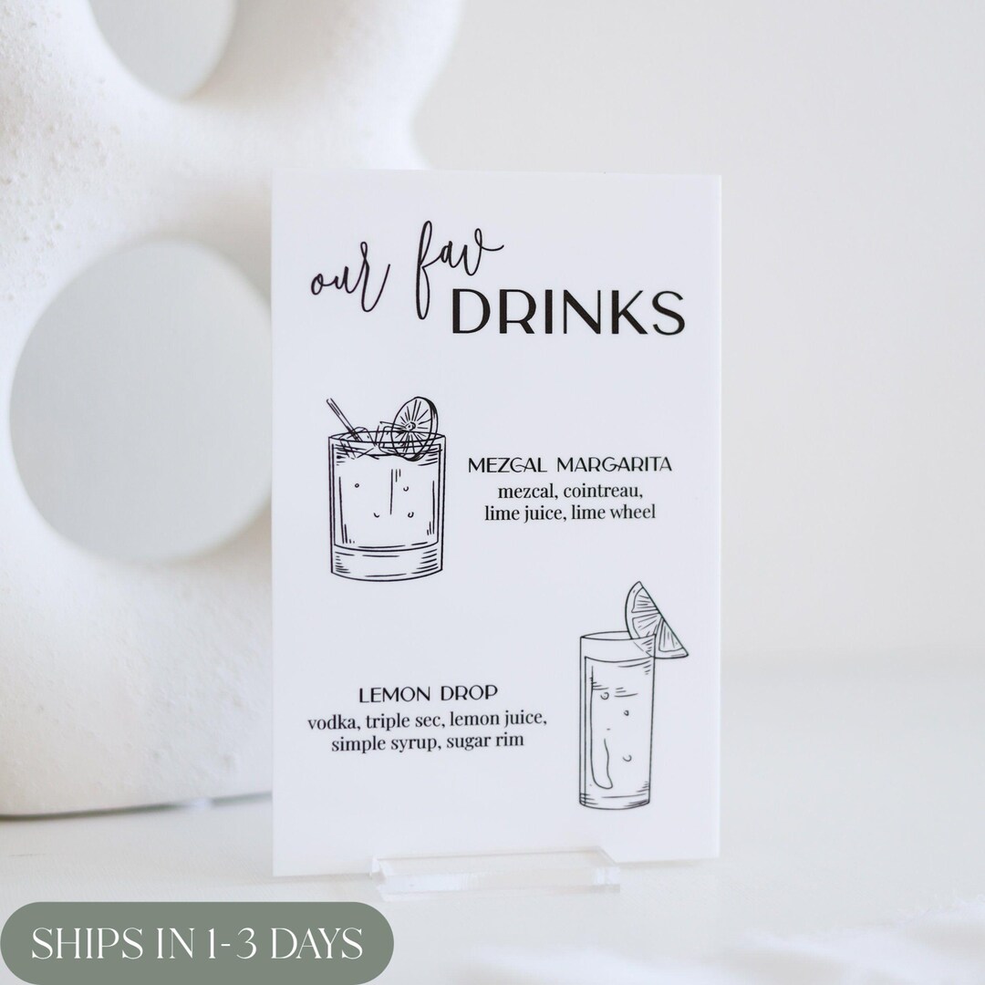 Signature Drink Bar Menu Sign | Signature Cocktails Personalized Drinks ...