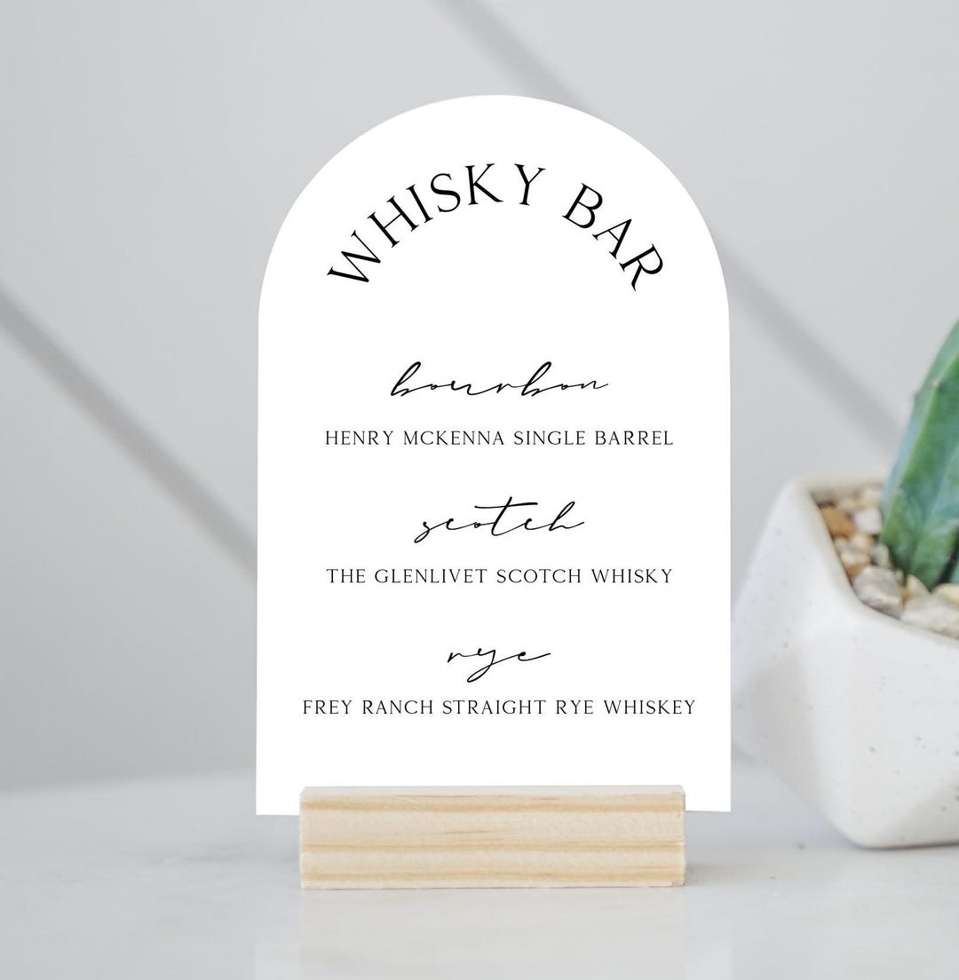 Whisky Bar Wedding Sign | Whisky Bar Sign | Modern Acrylic Bar Menu ...