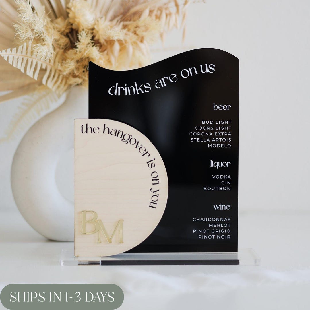 Layered 3D Bar Menu Sign | Personalized Drinks | Custom Acrylic Bar ...