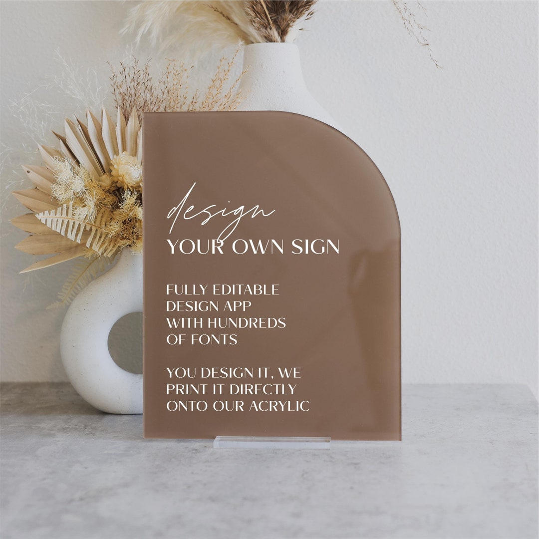 Black Frost Clear White or Color Half Arch Acrylic Sign - Small Acrylic ...