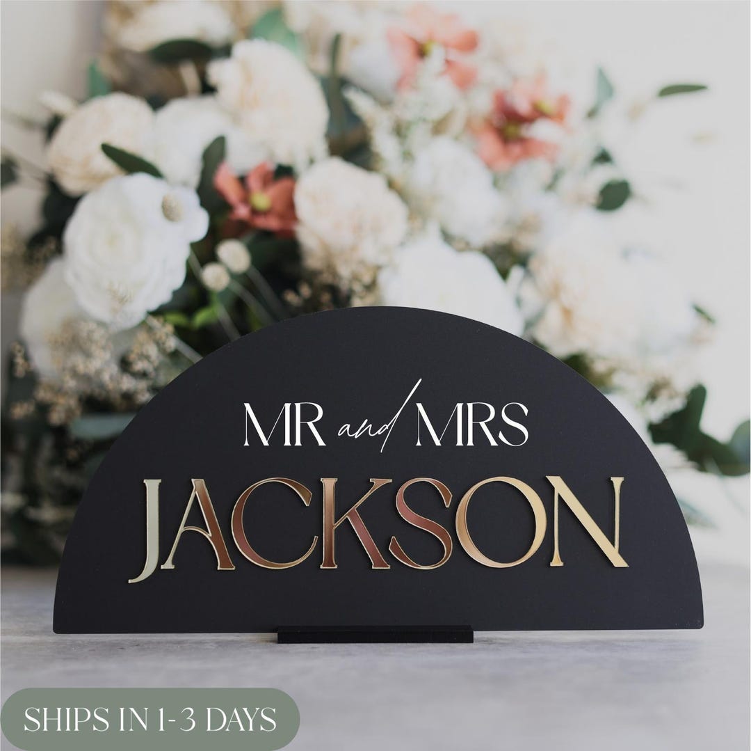 3D Arch Sweetheart Table Sign Acrylic - Mr Mrs Acrylic Sign for Head ...