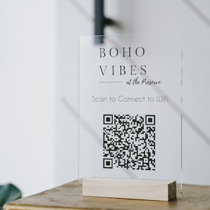 QR Code Acrylic Display Sign With Base - Social Media, Menu ...
