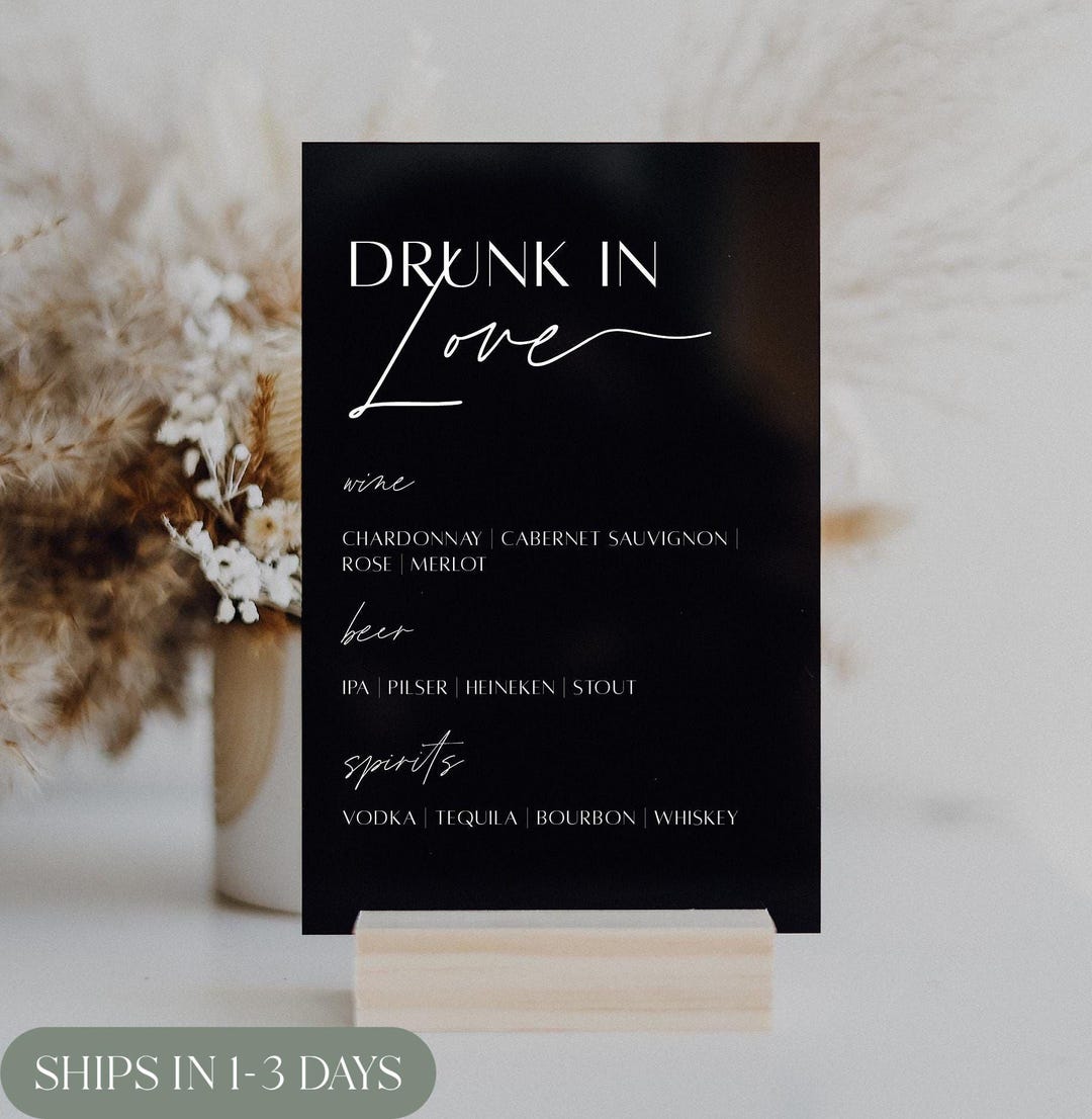 Drunk in Love Bar Menu Sign | Personalized Drinks | Custom Acrylic Bar ...