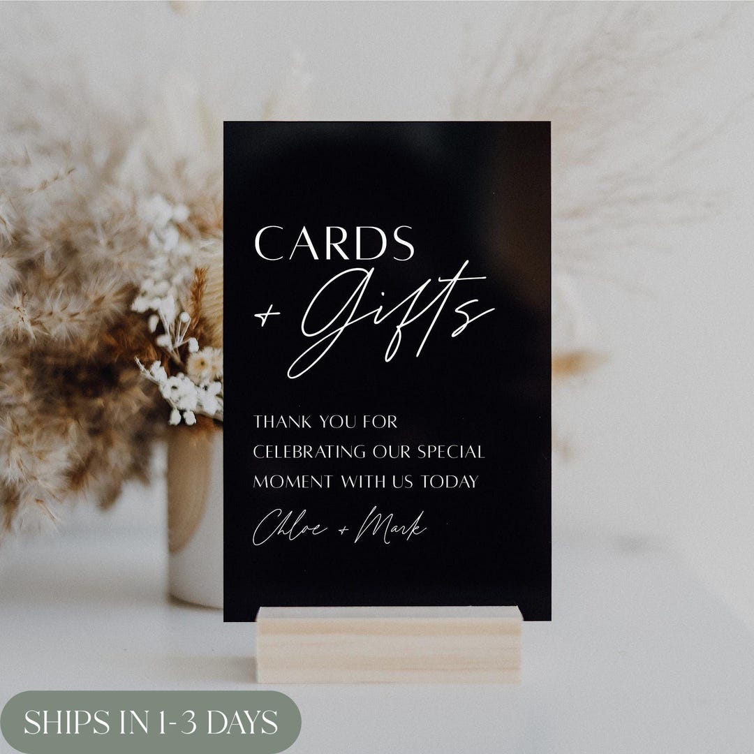 Cards & Gifts Table Sign | Gift and Cards Sign | Modern Script Acrylic ...