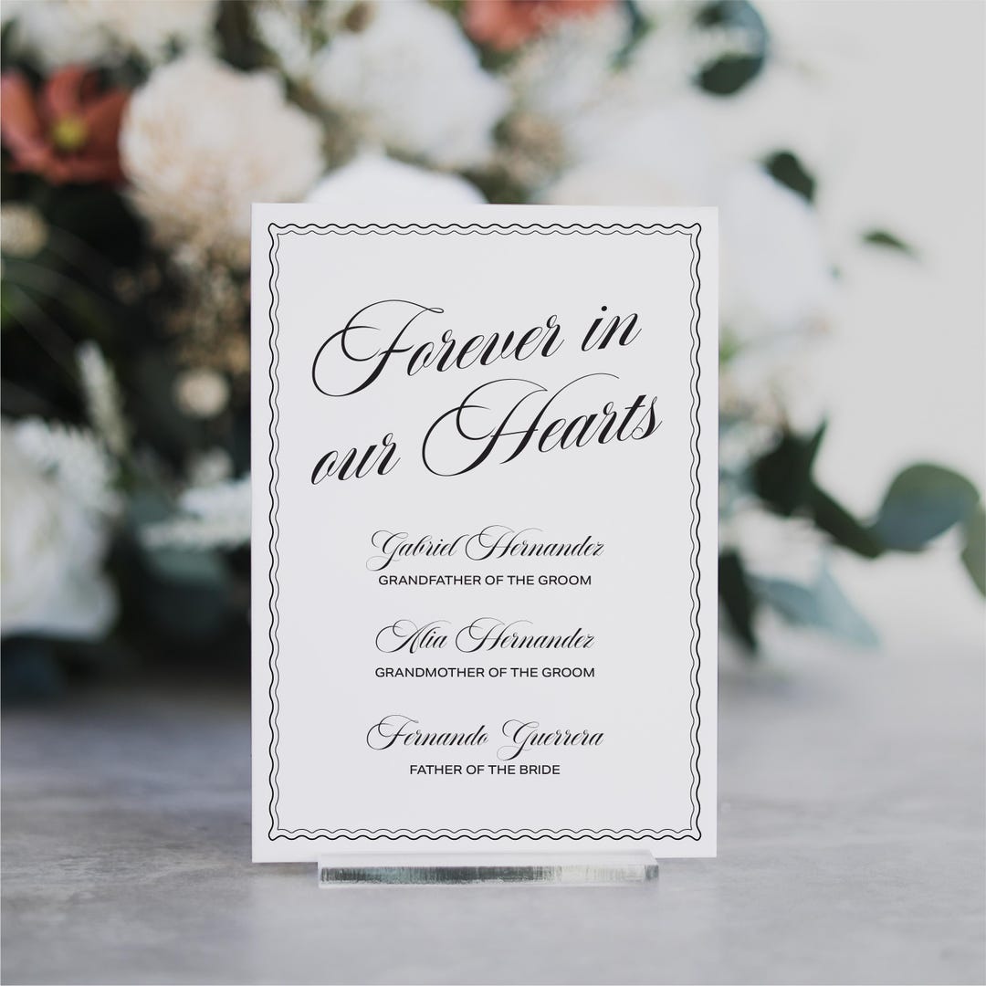 In Loving Memory Table Sign | in Memory Wedding Sign | Modern Script ...
