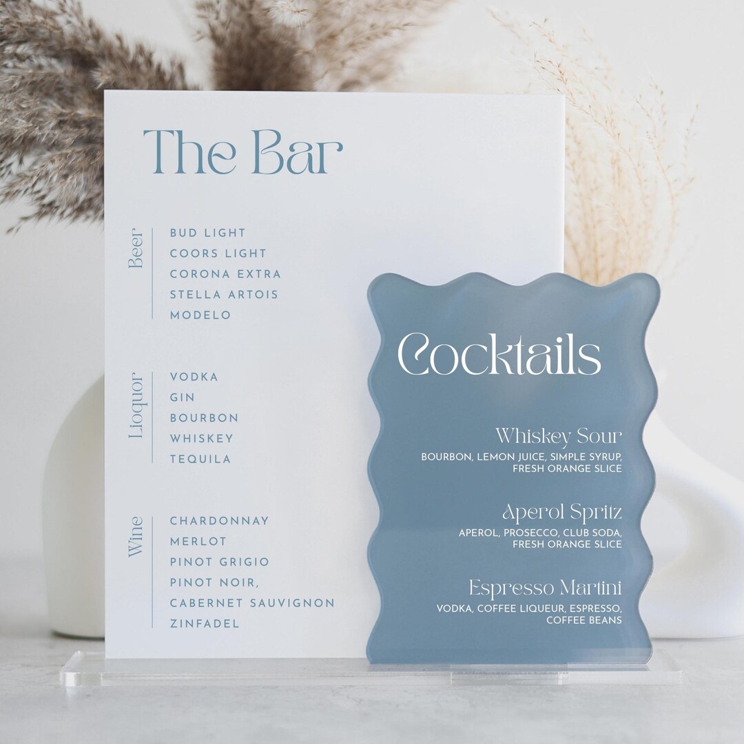Double Layered Scallop Bar Menu Sign | Personalized Drinks | Custom ...