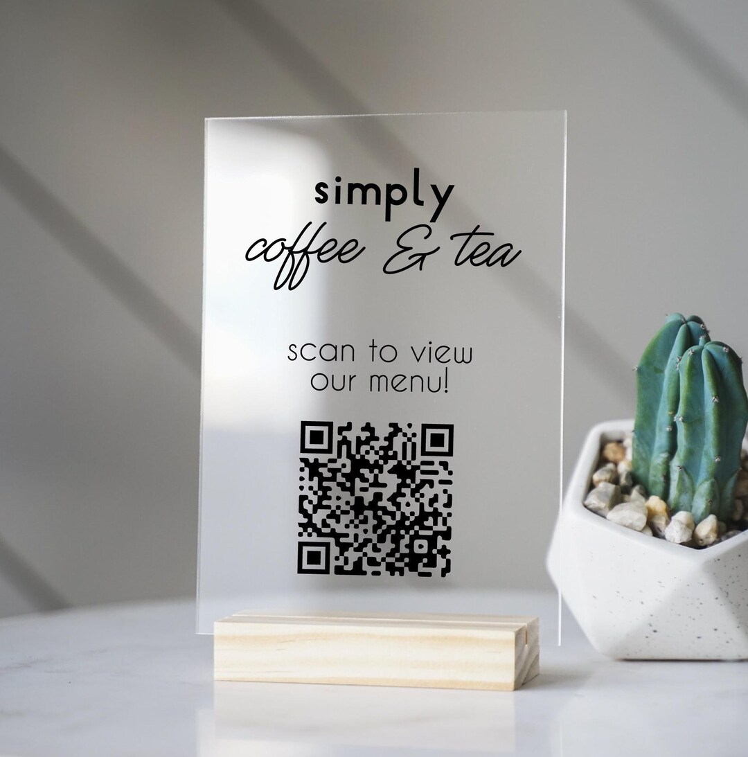 QR Code Acrylic Display Sign With Base - Social Media, Menu ...