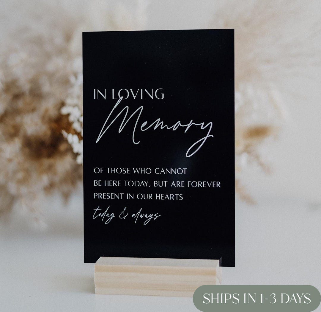 In Loving Memory Table Sign in Memory Wedding Sign Modern Script ...