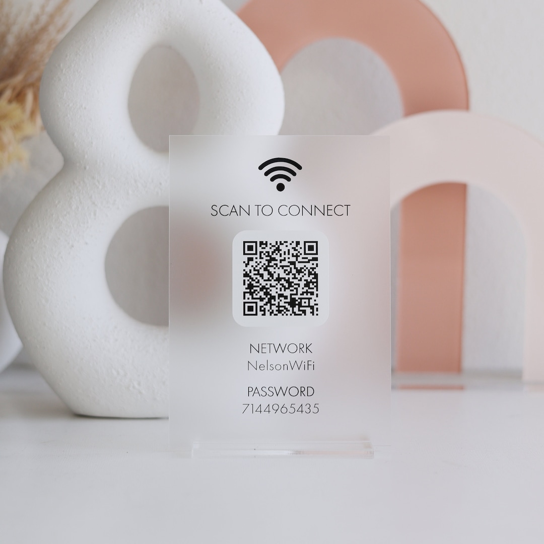 Wifi QR Code With Base - Wifi Sign - Scan for Wifi - Custom 5"x7" Wifi ...