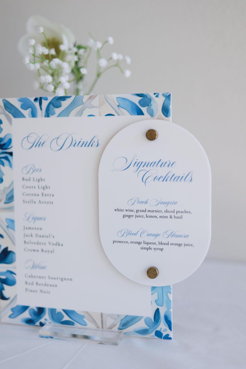 Double Layered Bar Menu Sign | Personalized Drinks | Custom Acrylic Bar ...