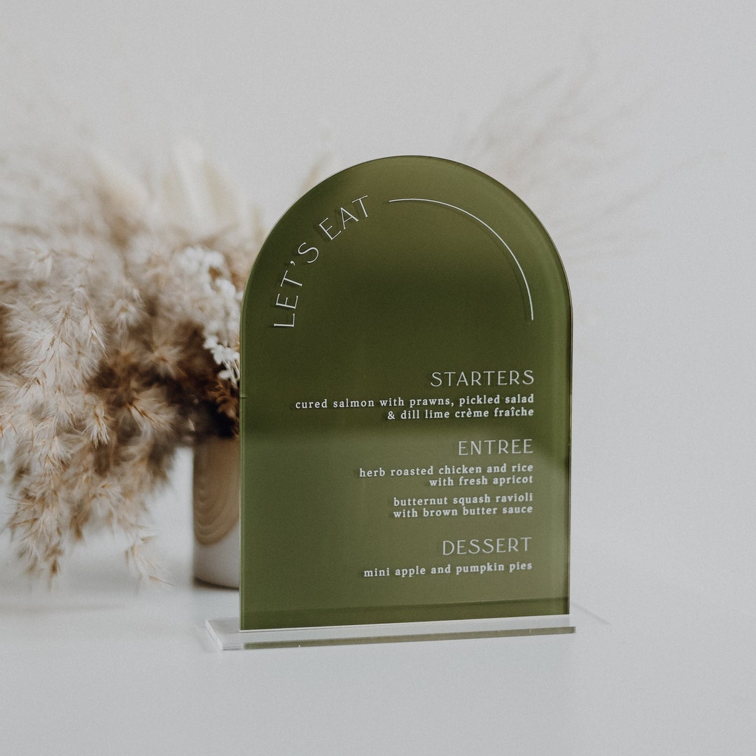 Let's Eat Menu Sign | Minimalist Acrylic Menu Arch Sign | Wedding Menu ...