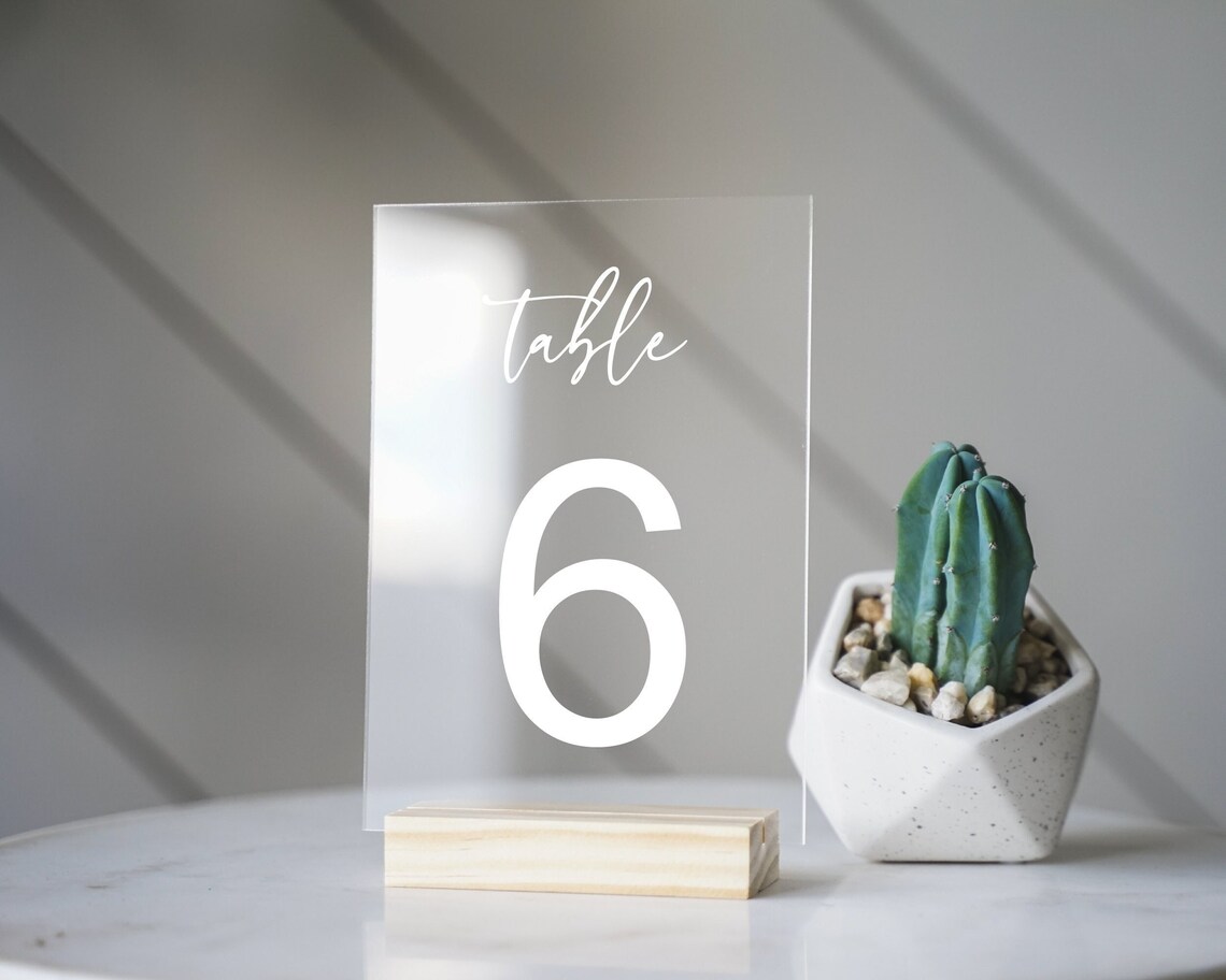 Acrylic Modern Table Numbers Clear Table Numbers Wedding - Etsy