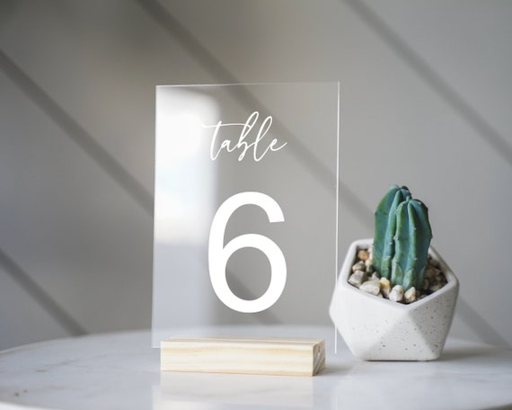 Acrylic Modern Table Numbers Clear Table Numbers Wedding - Etsy