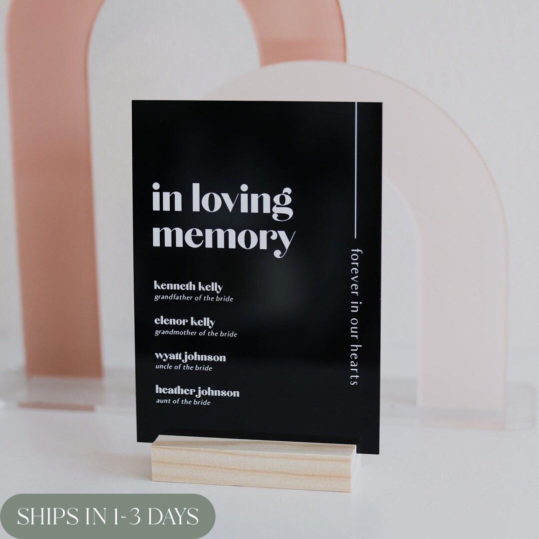 In Loving Memory Table Sign | in Memory Wedding Sign | Modern Script ...