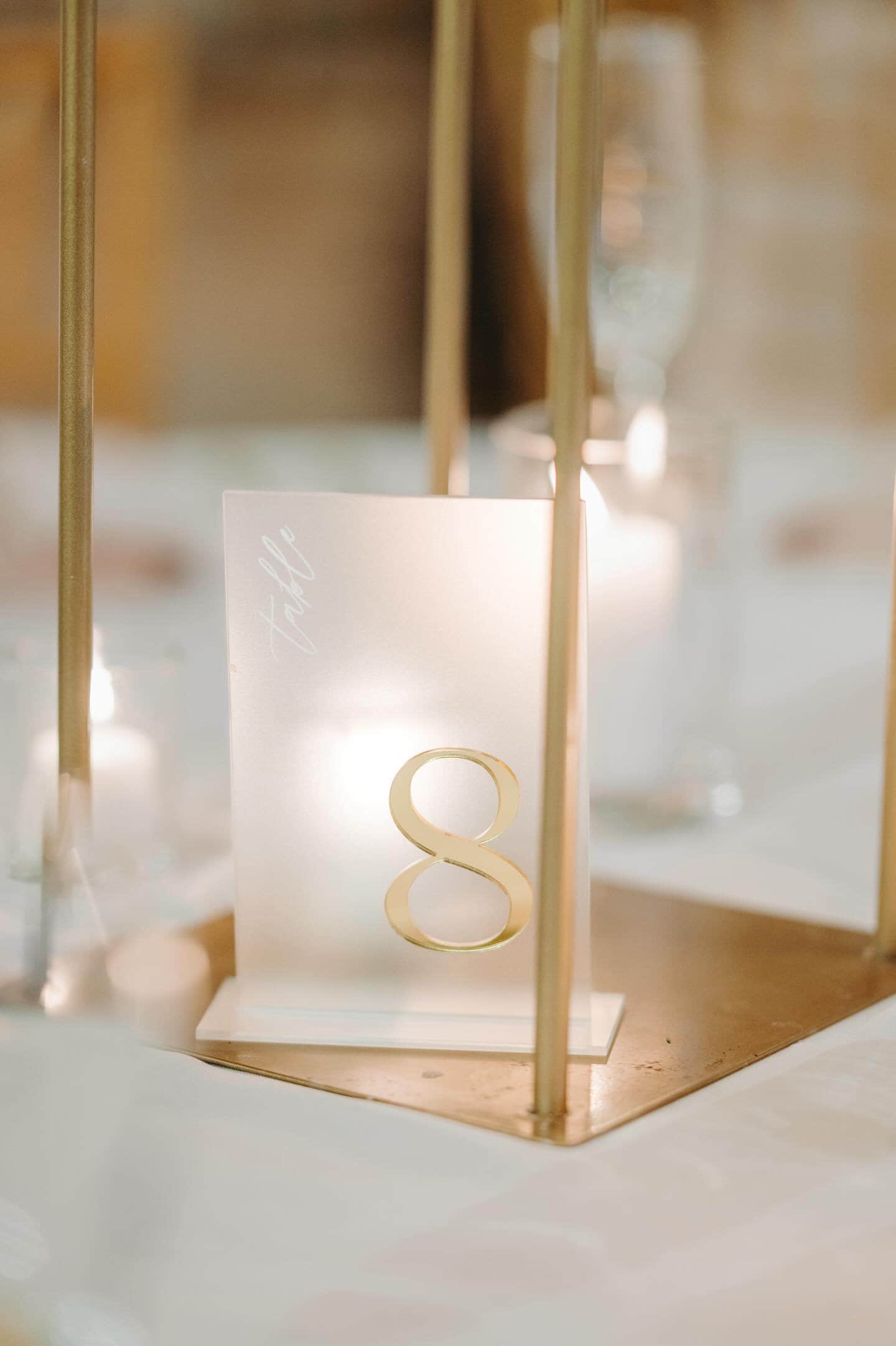 Acrylic Table Number Signs With 3D Gold Numbers, Wedding Table Numbers ...
