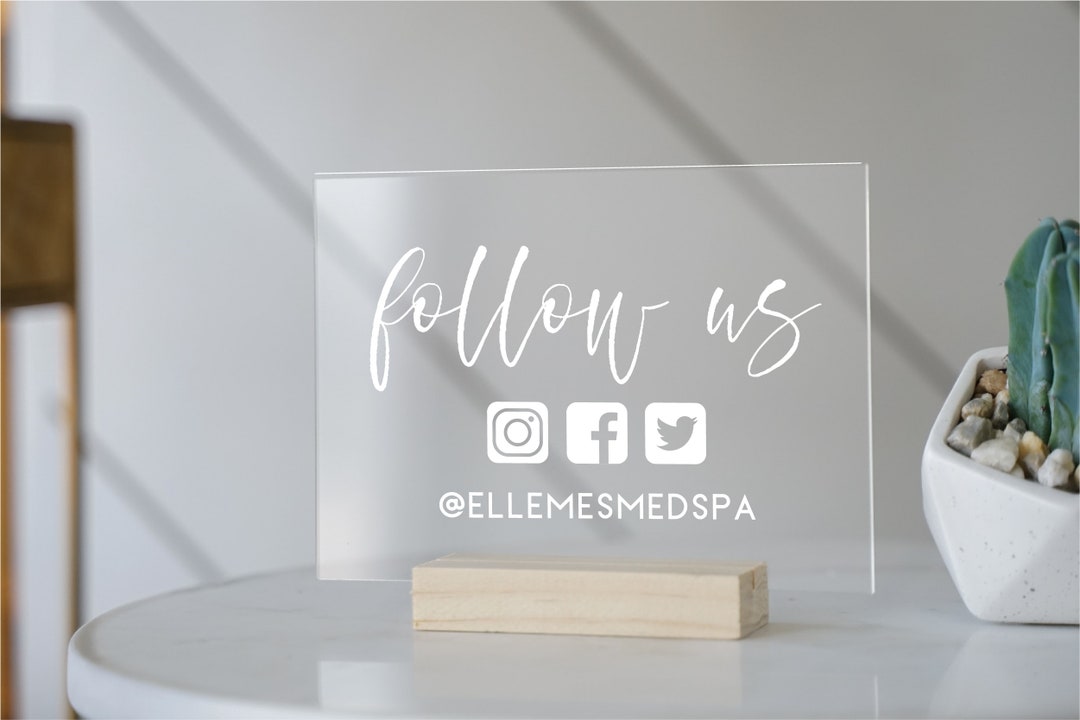 Social Media Hashtag Acrylic Sign Follow Us Acrylic Signs Business ...
